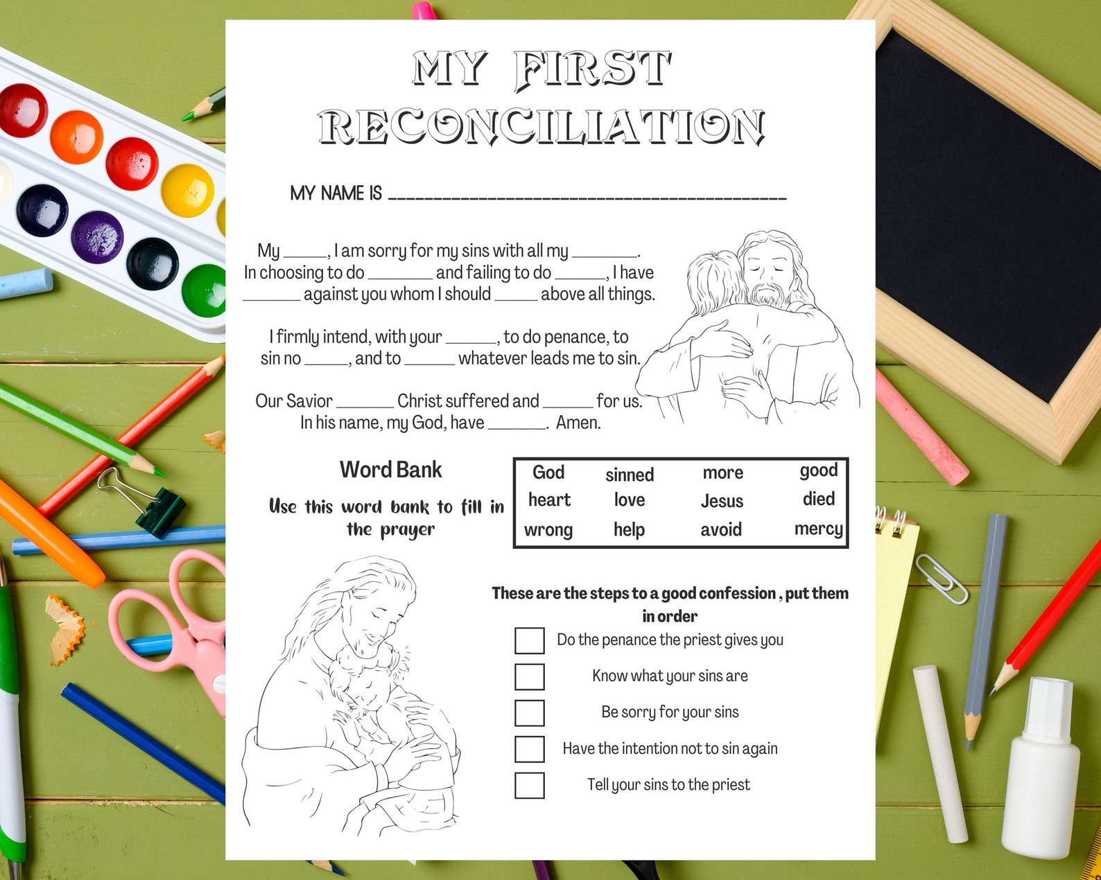 My First Reconciliation Coloring Page: Catholic Kids Activity (PDF) - Etsy