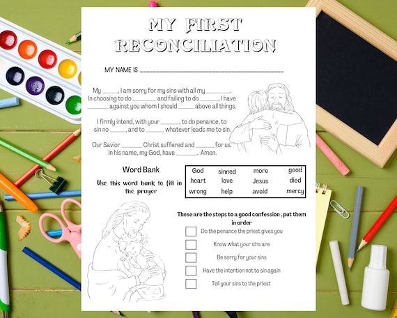 My First Reconciliation Coloring Page for Kids Catholic - Etsy