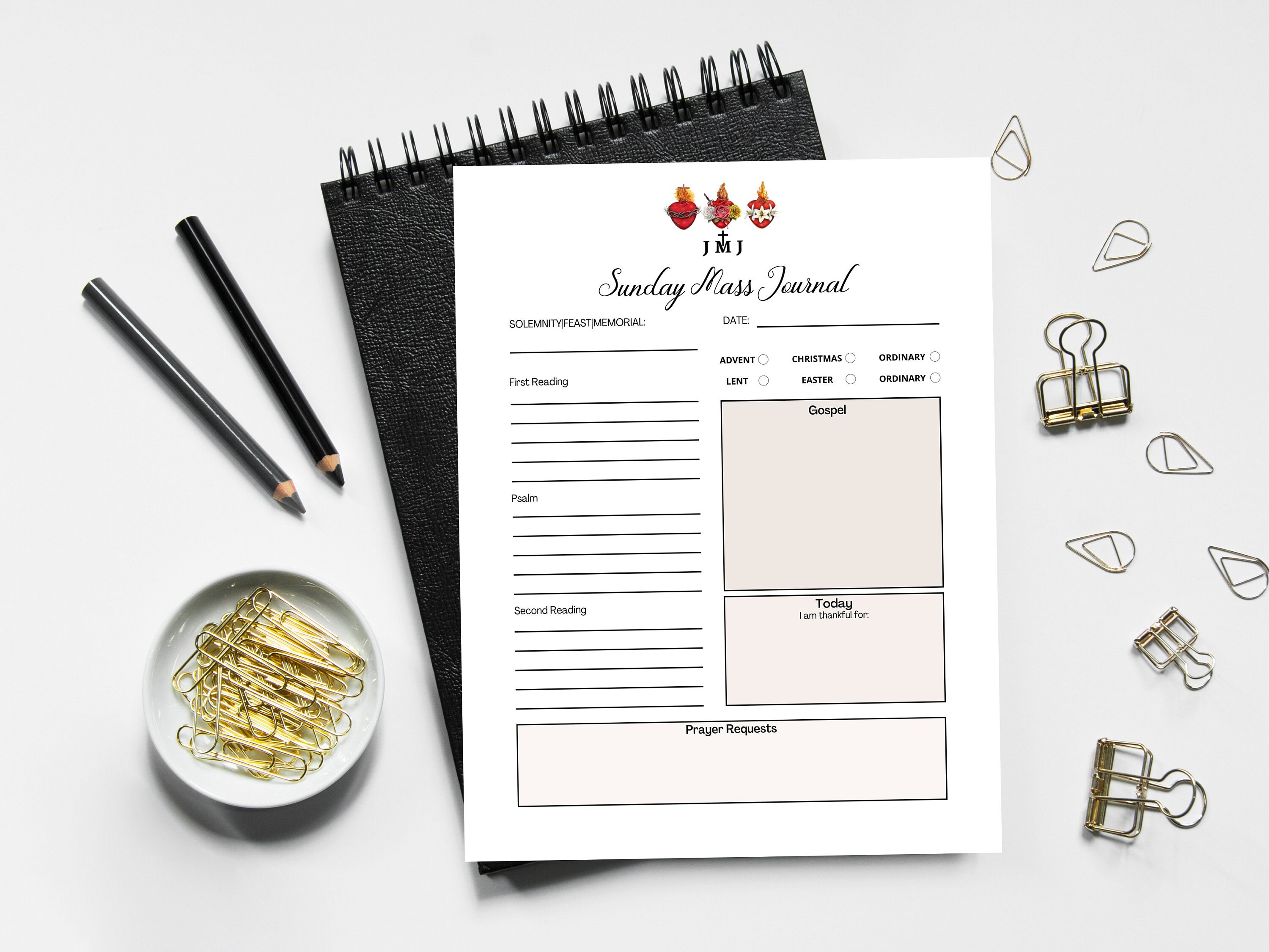 JMJ Sunday Mass Journal, Jesus Mary and Joseph Sunday Mass Notes, Holy ...