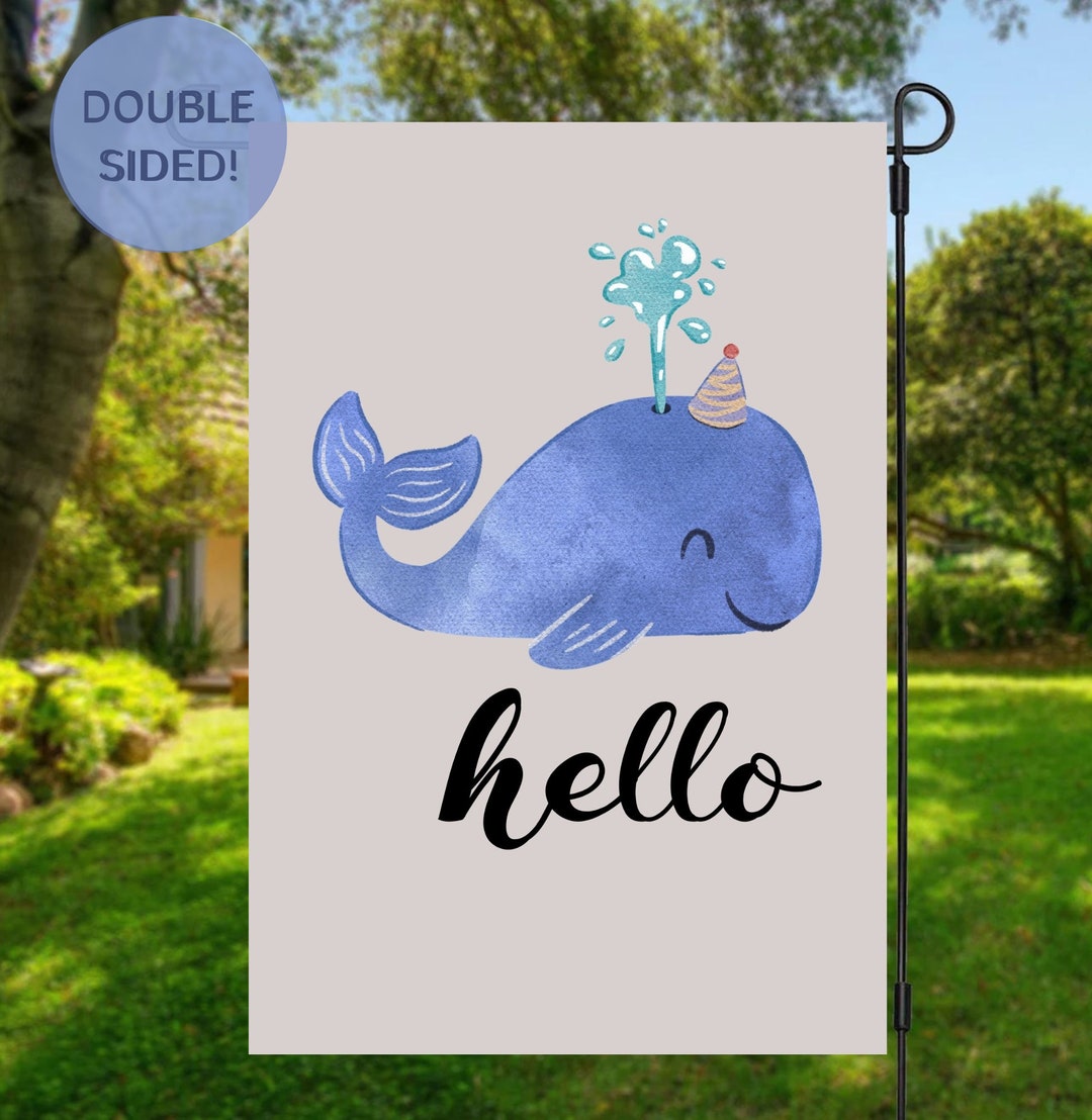 Whale Hello Garden Flag | Double Sided | Whale Flag | Yard Display ...