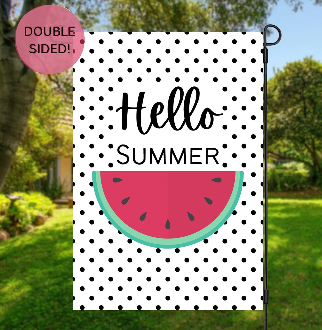 Hello Summer Garden Flag | Double Sided | Summer Flag | Yard Display ...