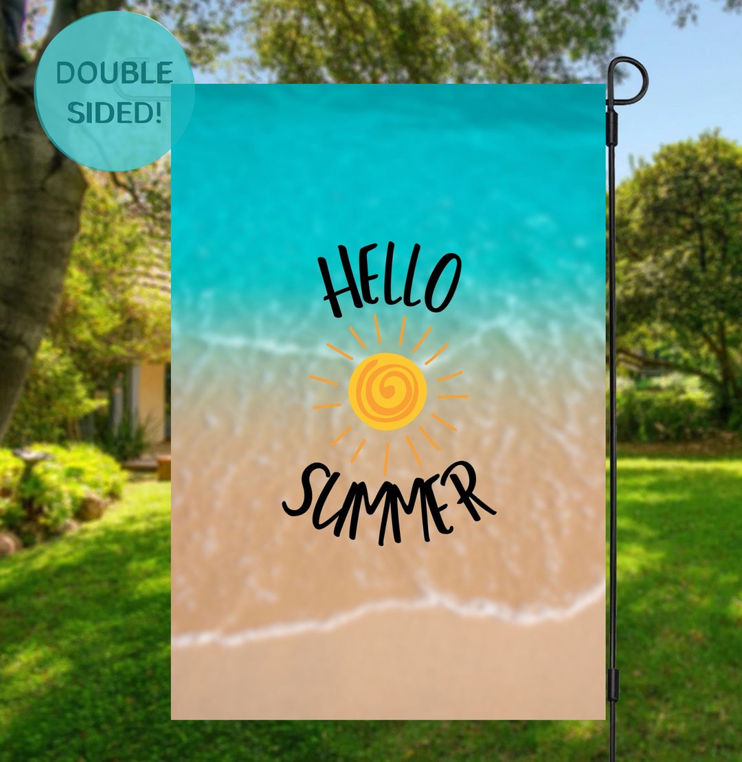 Hello Summer Garden Flag | Double Sided | Summer Flag | Yard Display ...