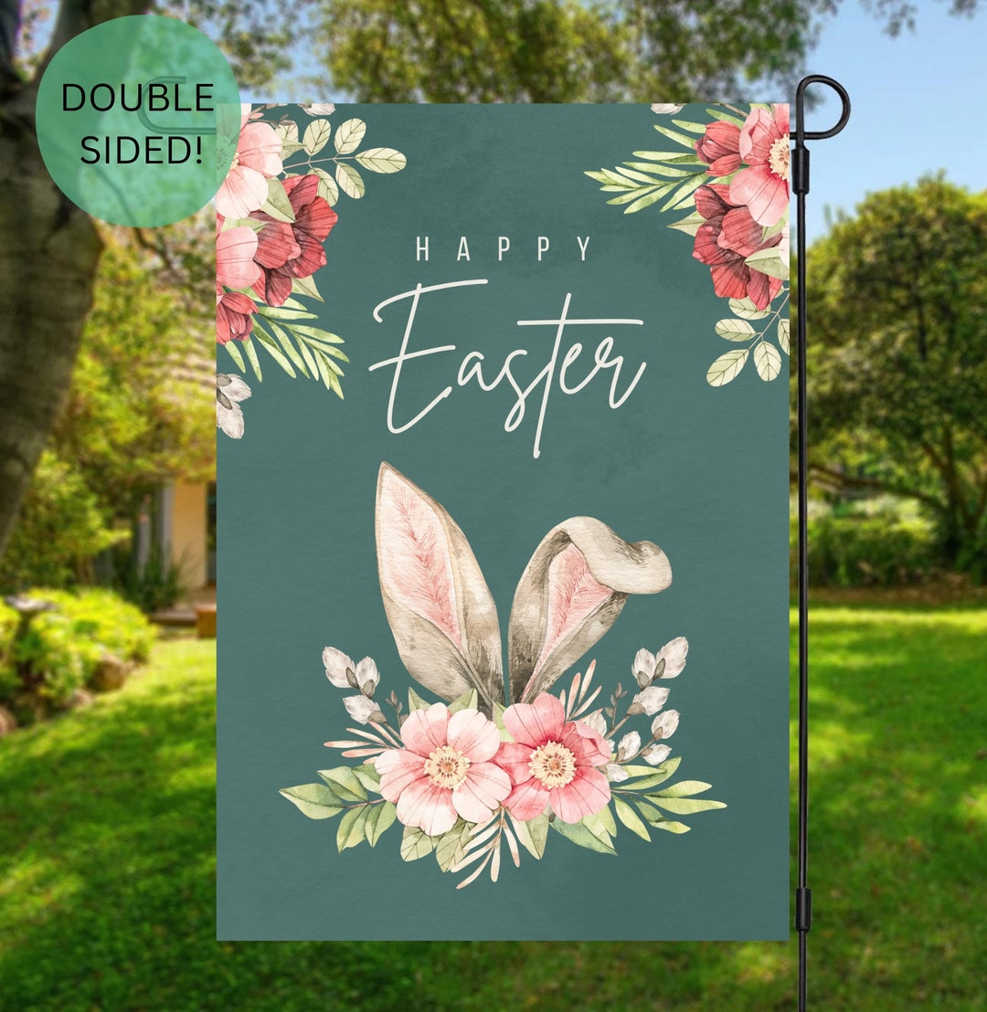 Happy Easter | Happy Easter Flag | Garden Flag | Holiday Flag | Bunny ...