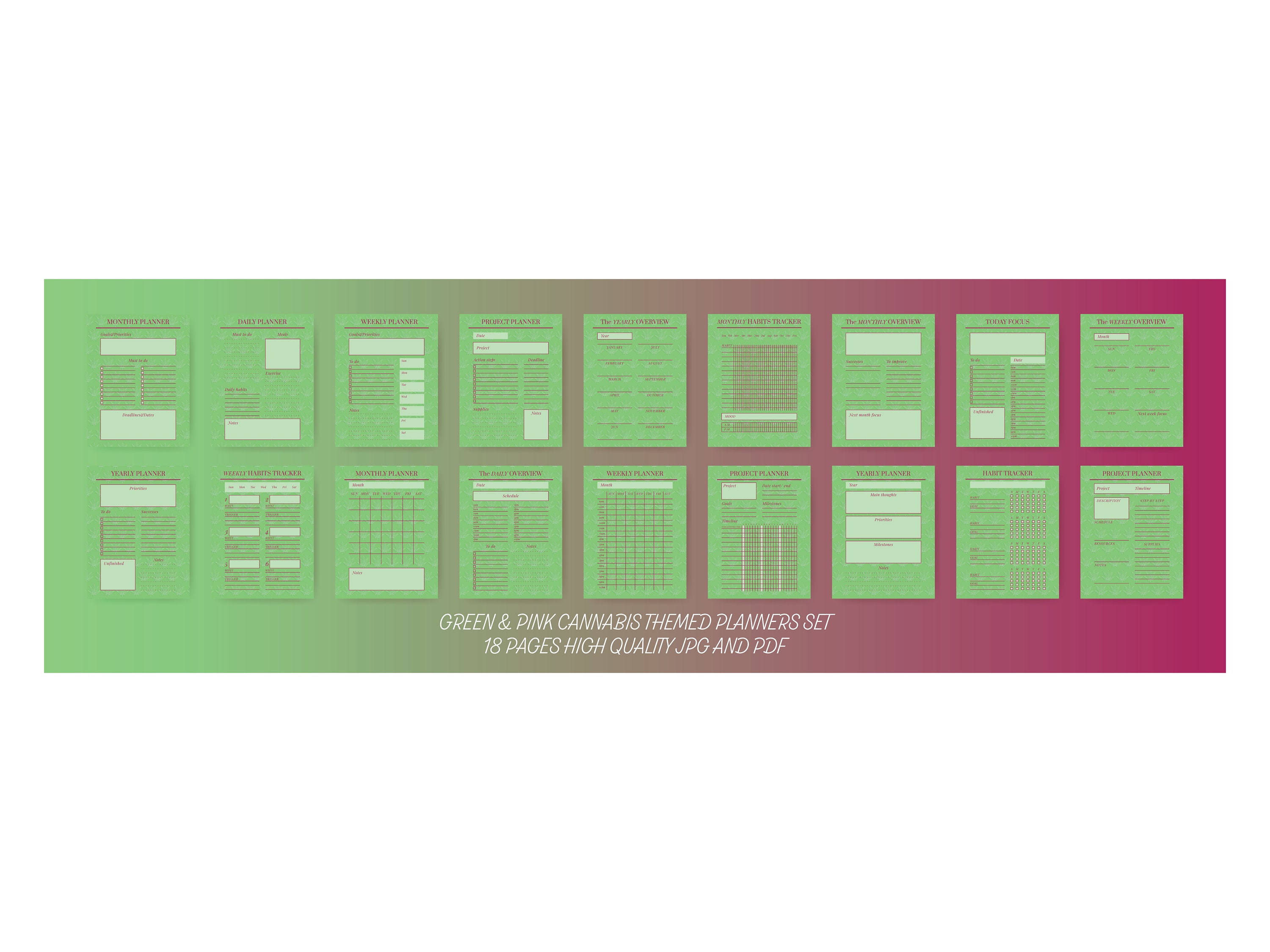 Printable: Marijuana Planner Set. Habit Tracker, Daily, Monthly, Weekly ...