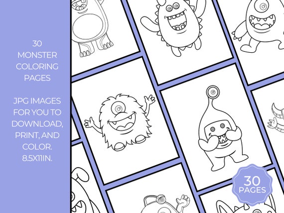 Printable: Monsters Coloring Book Adult Coloring Kids - Etsy