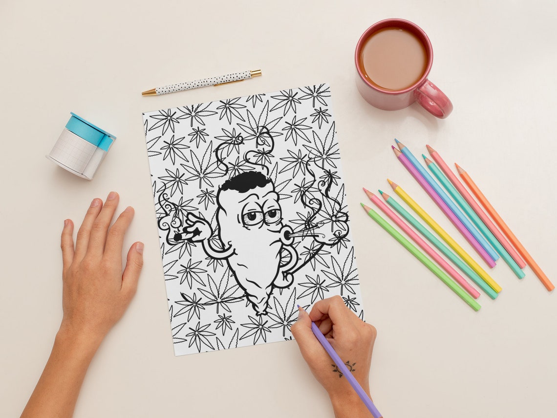 Printable: Cannabis Coloring Pages, Adult Coloring, Stress Relief, 420 ...