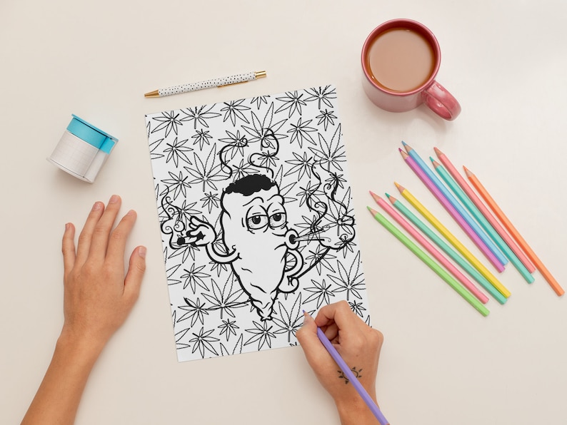 Printable: Cannabis Coloring Pages, Adult Coloring, Stress Relief, 420 ...