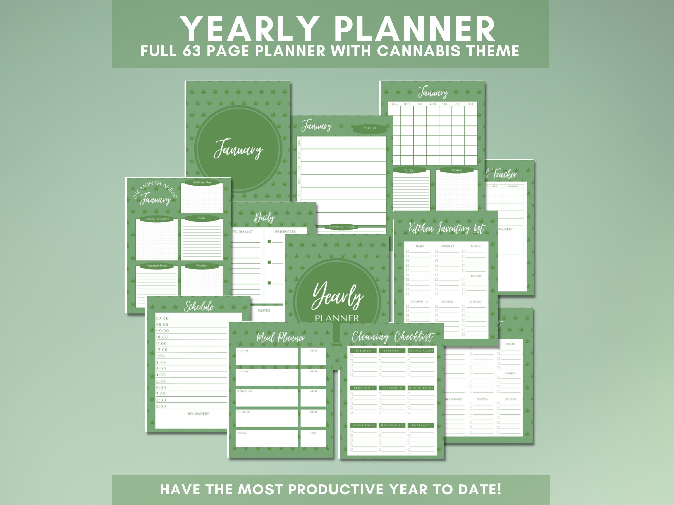 Printable: Marijuana Planner Set. Habit Tracker, Daily, Monthly, Weekly ...
