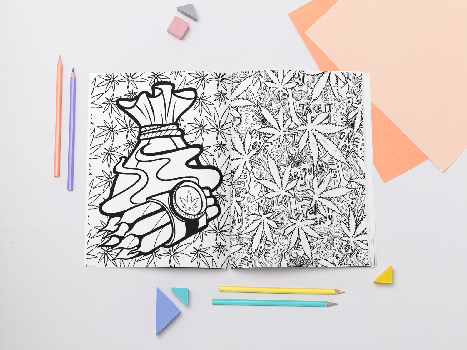 Printable: Cannabis Coloring Pages, Adult Coloring, Stress Relief, 420 ...