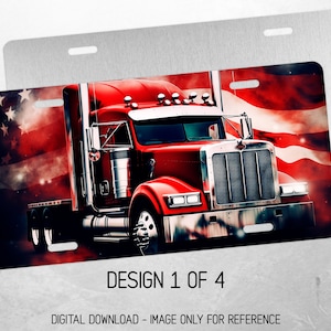 Semi Truck License Plate PNG USA Flag Truck Driver License Plate Design ...