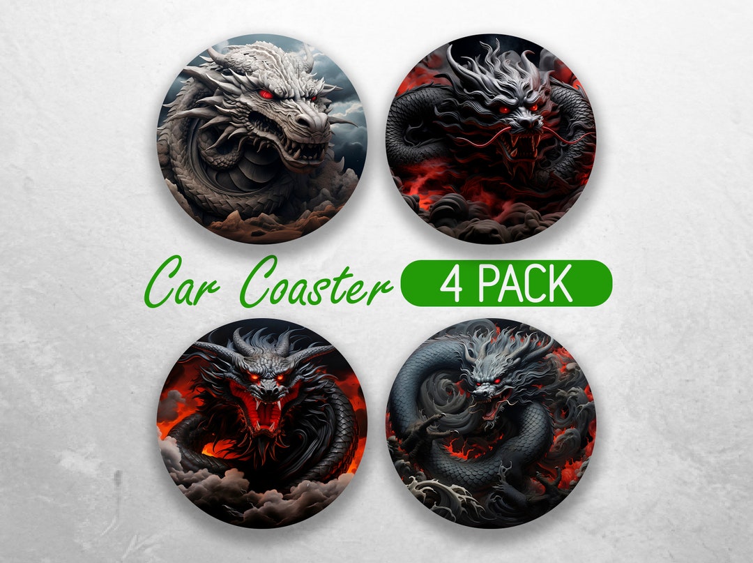 3D Black Red Dragon Car Coaster PNG Fantasy Dragon Car Coaster ...