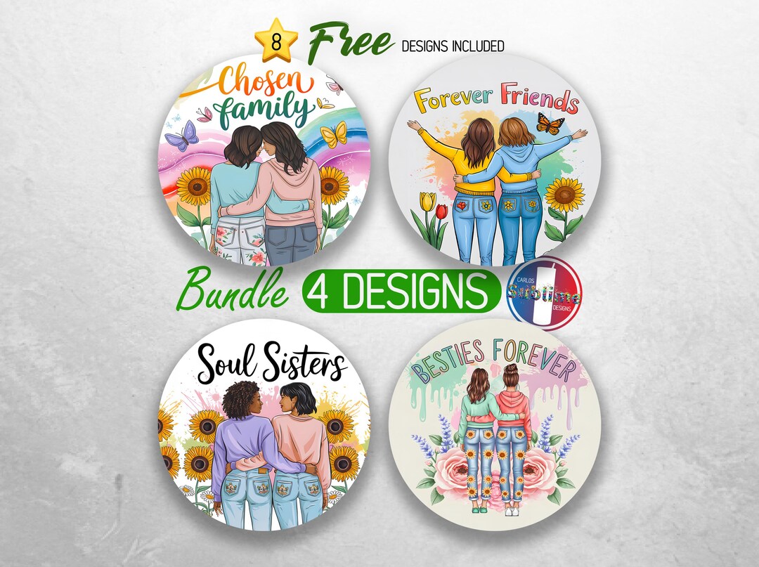 Best Friends Car Coaster PNG Bundle Badass Bestie Car Coaster ...