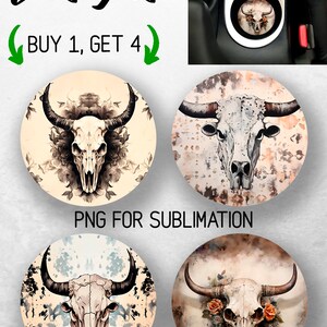 Western Car Coaster PNG Bull Skull Car Coaster Sublimation Designs ...
