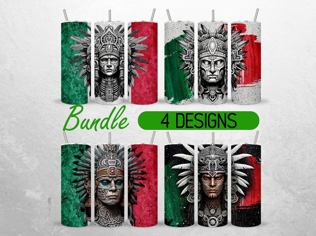 Aztec Tumbler Wrap Mexican Flag Aztec Warrior Tumbler PNG Bundle ...