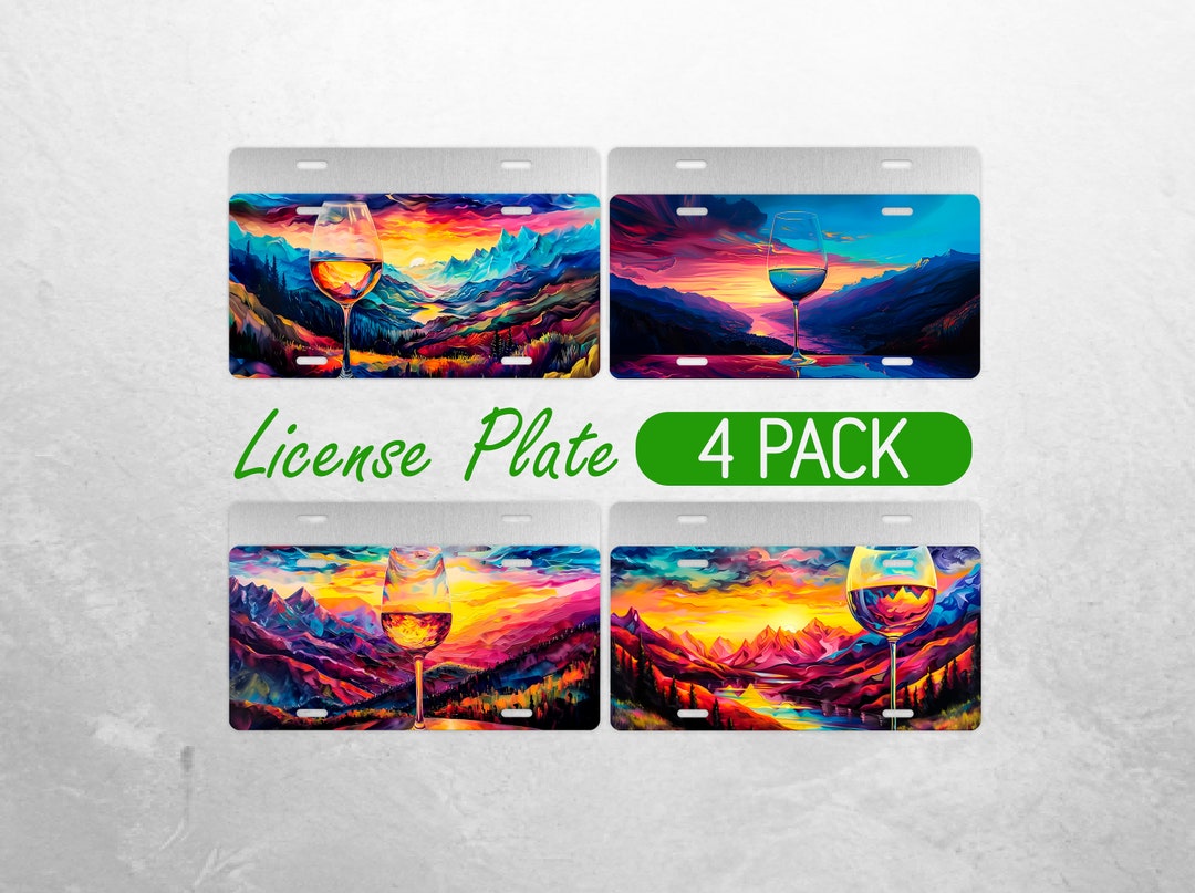 Vibrant Wine Glass License Plate PNG Mountains Wine License Plate ...