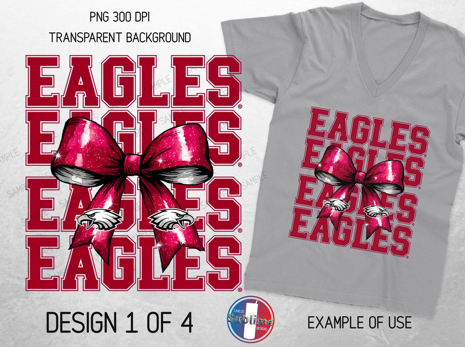 Eagles School Team Mascot Bow Shirt PNG, Green Team Football, Cheer ...