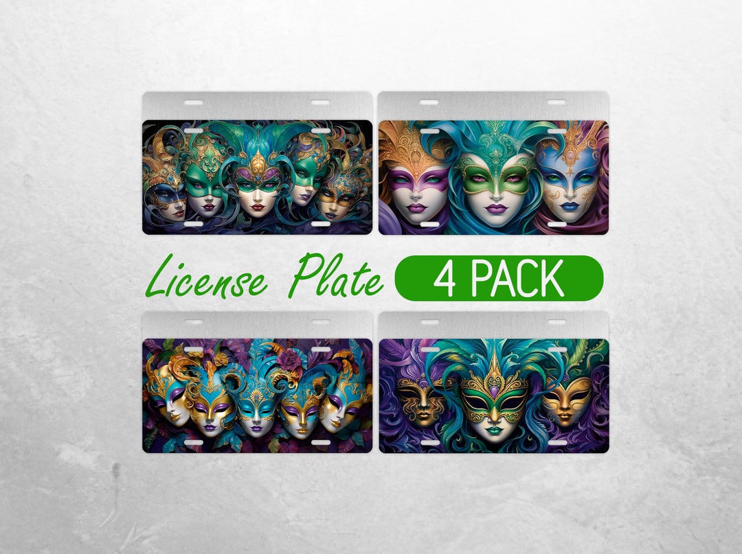 Mardi Gras Mask License Plate PNG for Women New Orleans License Plate ...