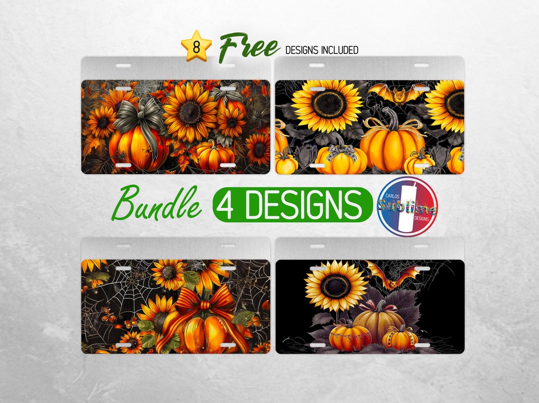 Fall Pumpkin License Plate PNG Halloween Pumpkin License Plate Design ...