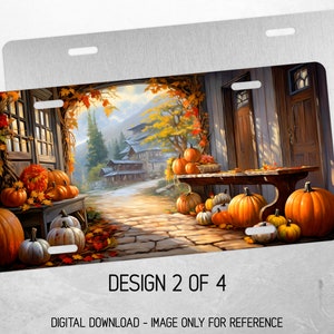 Fall License Plate PNG Bundle Fall Pumpkin License Plate Design Car ...