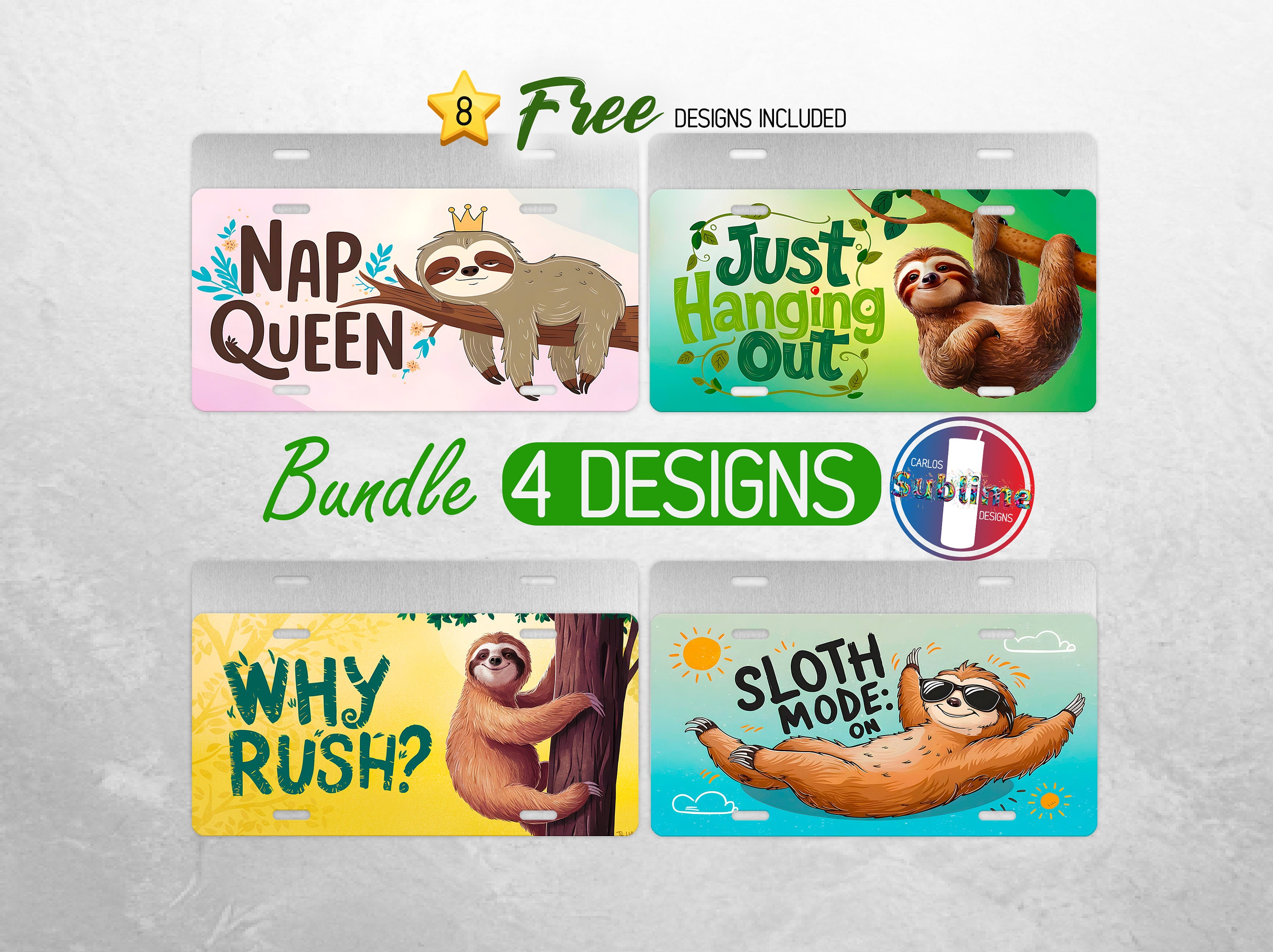 Funny Sloth License Plate PNG Sassy Sarcastic License Plate Design ...