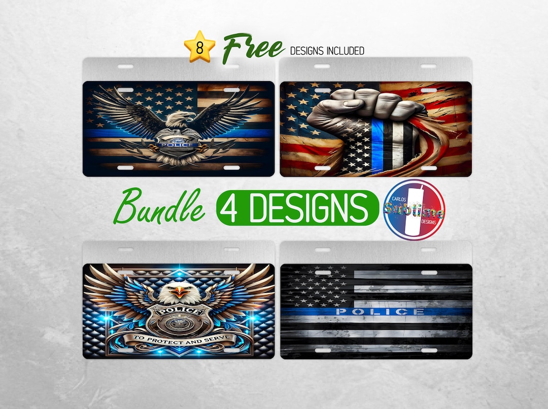 Police License Plate PNG Bundle Police Officer License Plate Design USA ...