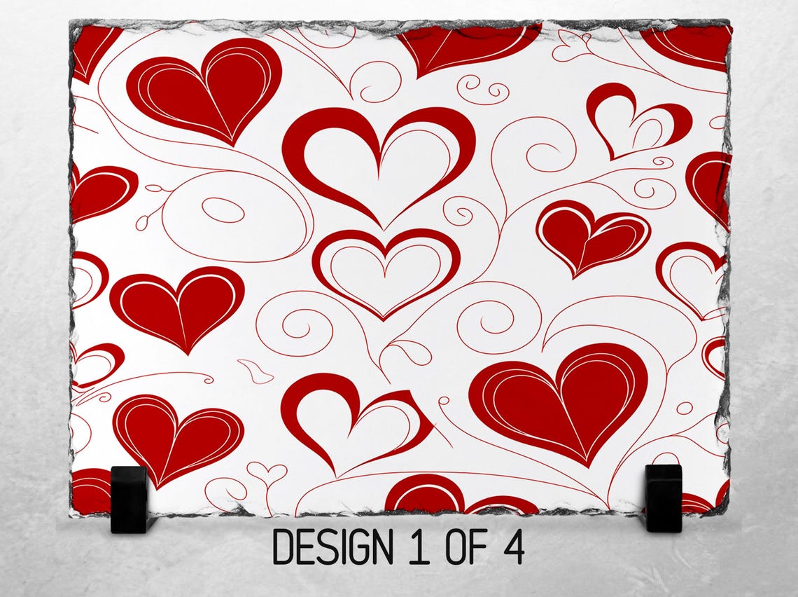 Red Valentines Day Hearts Slate PNG Valentine Hearts Slate File Bundle ...