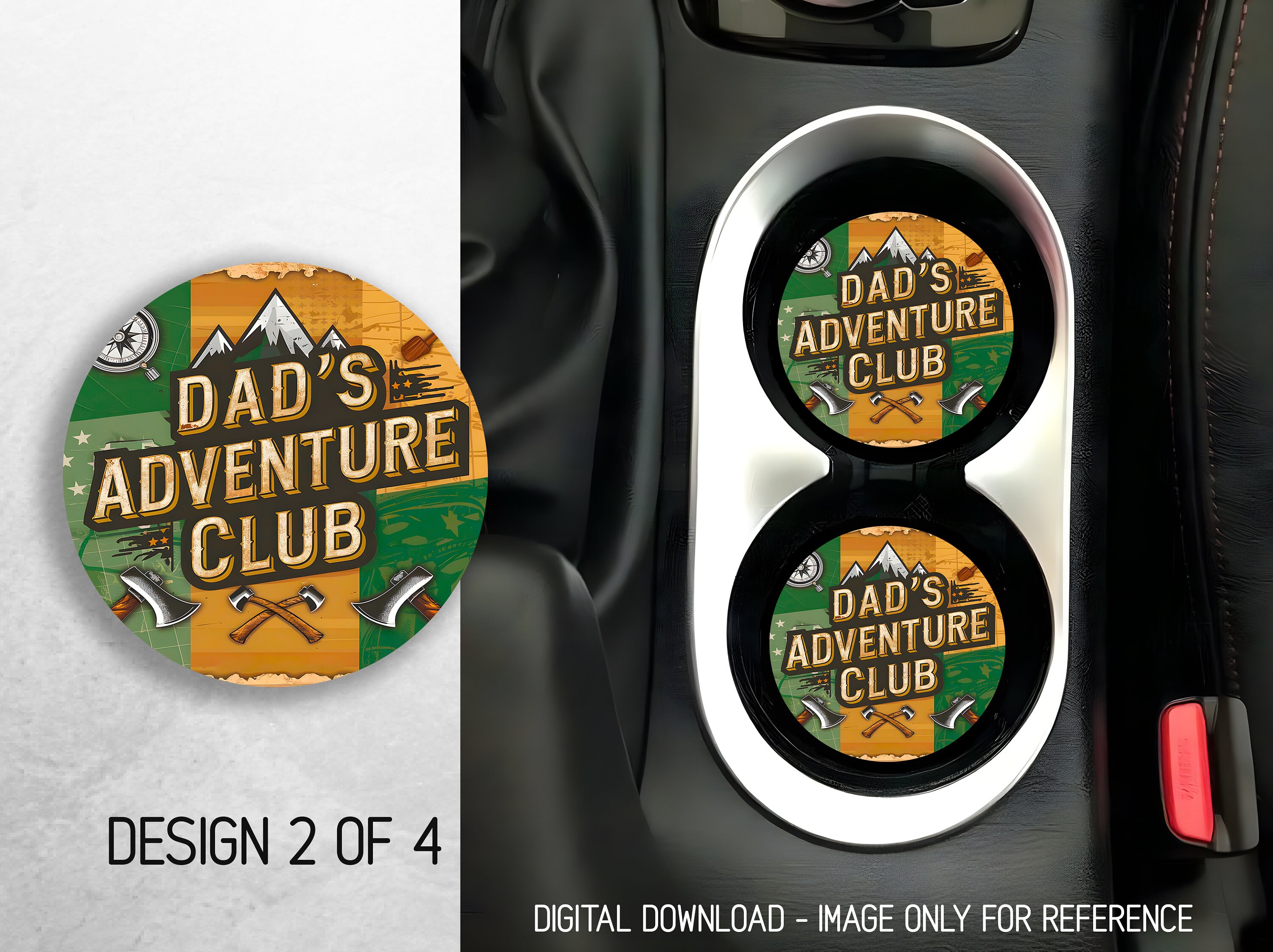Retro Fathers Day Car Coaster PNG Patriotic Dad Car Coaster Sublimation ...