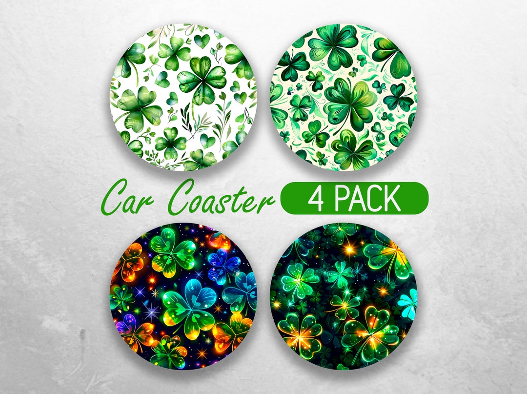 3D Shamrock Car Coaster PNG St. Patrick's Day Car Coaster Sublimation ...