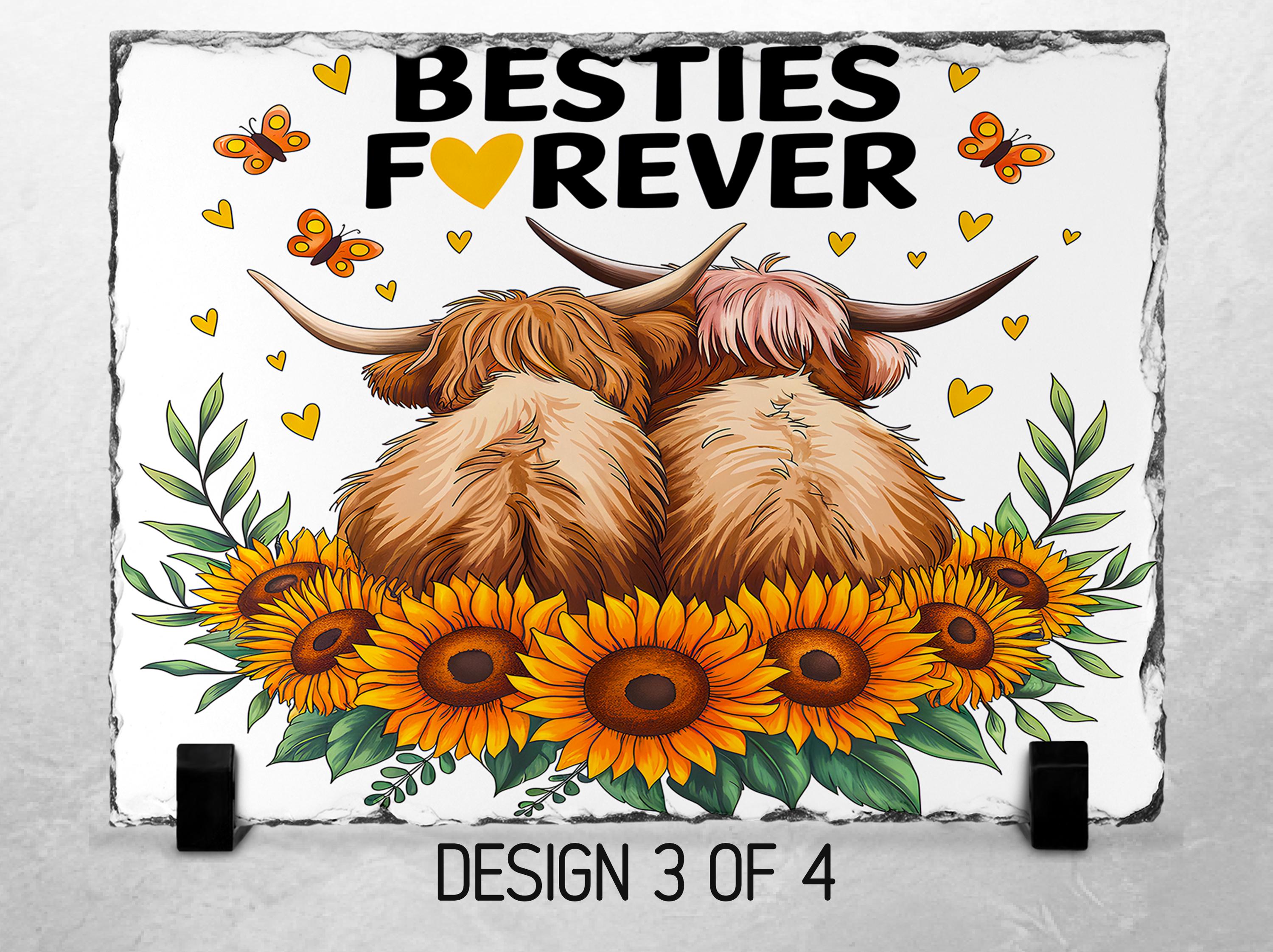 Highland Cow Slate PNG Besties Forever Slate File Bundle Sublimation ...