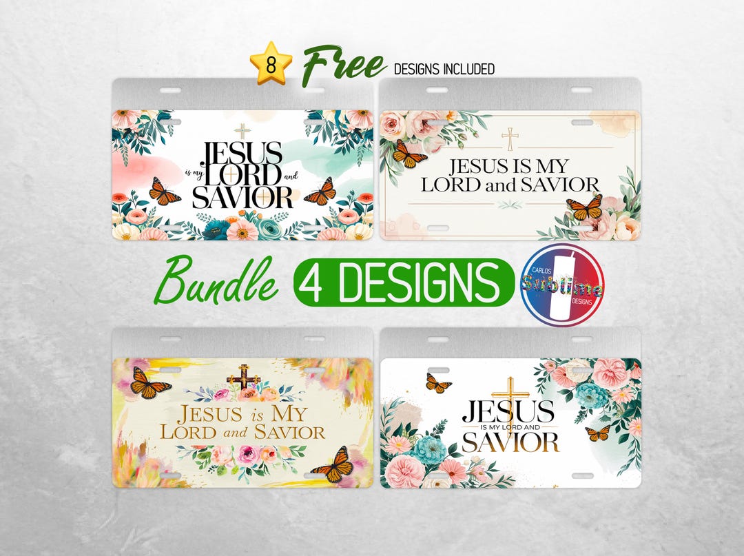 Jesus is My Lord License Plate PNG Bundle Floral Christian Cross ...