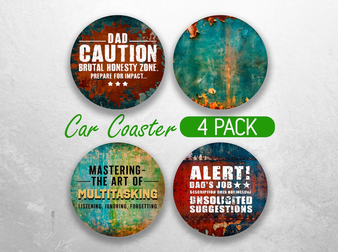 Man Funny Metal Car Coaster PNG Fun Father Men Car Coaster Sublimation ...
