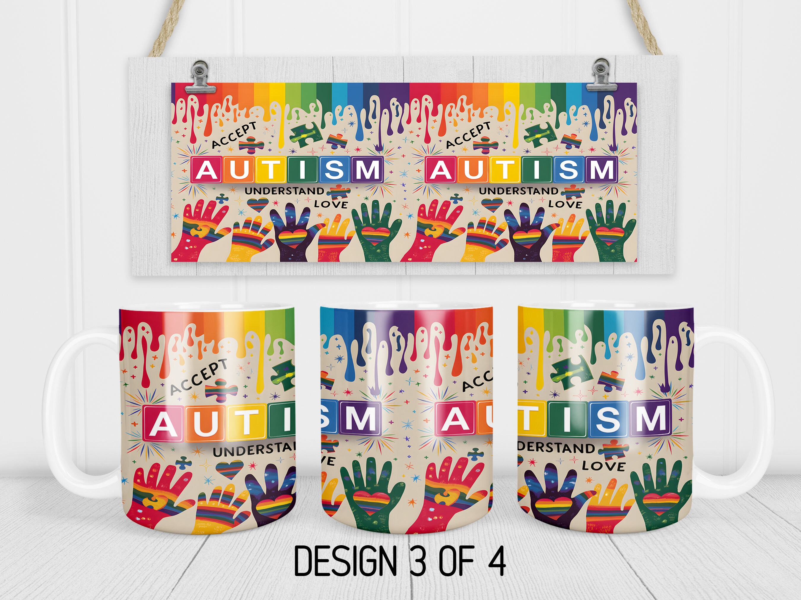 Autism Mug Wrap PNG Bundle Autism Awareness 15oz Mug Wrap Proud Autism ...