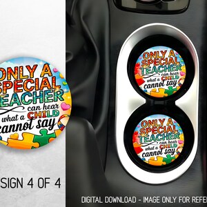 Teacher Autism Car Coaster PNG Bundle Autism Awareness Car Coaster ...
