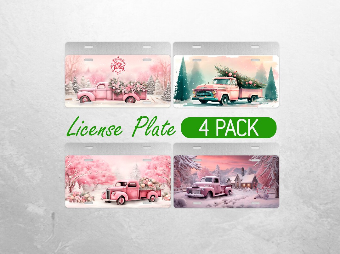 Pink Christmas License Plate PNG Bundle Country Truck License Plate ...