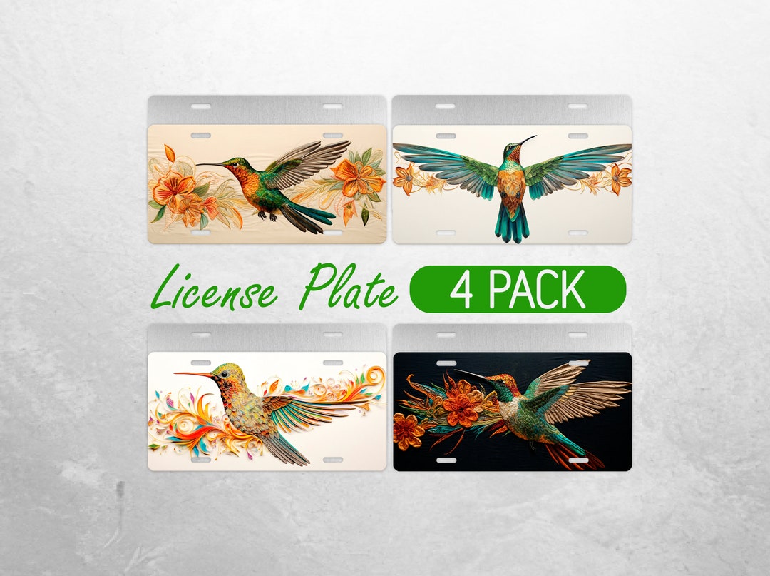 3D Humming Bird License Plate PNG Embroidery License Plate Design ...