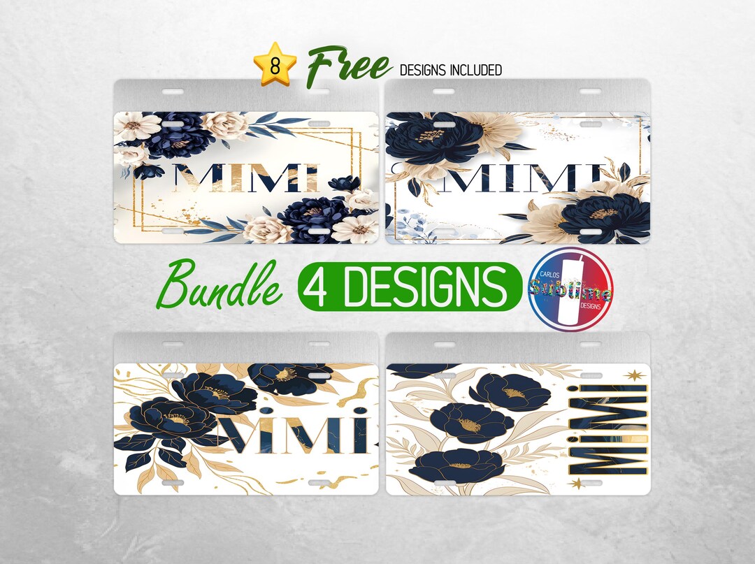 Mimi Mothers Day License Plate PNG Bundle Floral Mimi License Plate ...