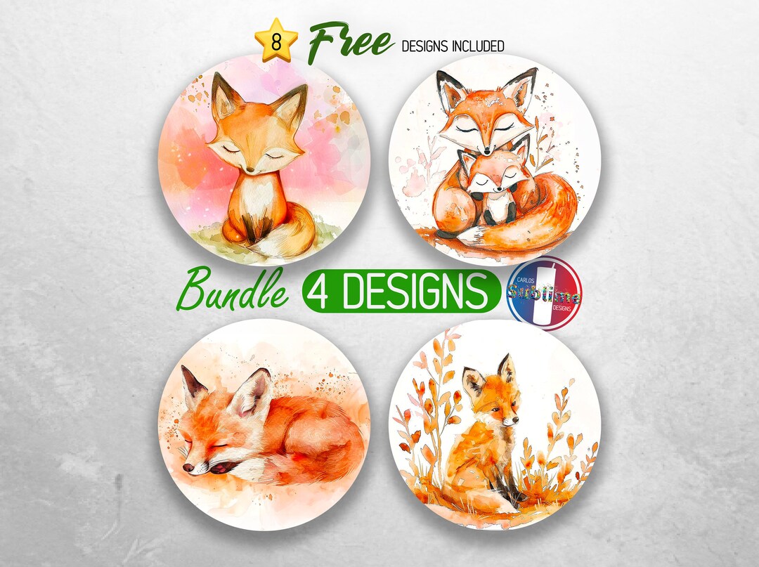 Baby Fox Car Coaster PNG Woodland Animal Car Coaster Sublimation ...