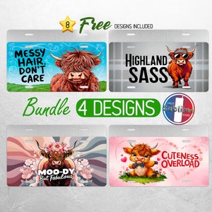 Funny Highland Cow License Plate PNG Sassy Sarcastic License Plate ...