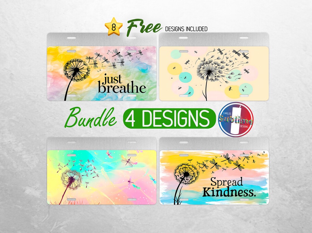 Just Breathe License Plate PNG Dragonflies Dandelion License Plate ...
