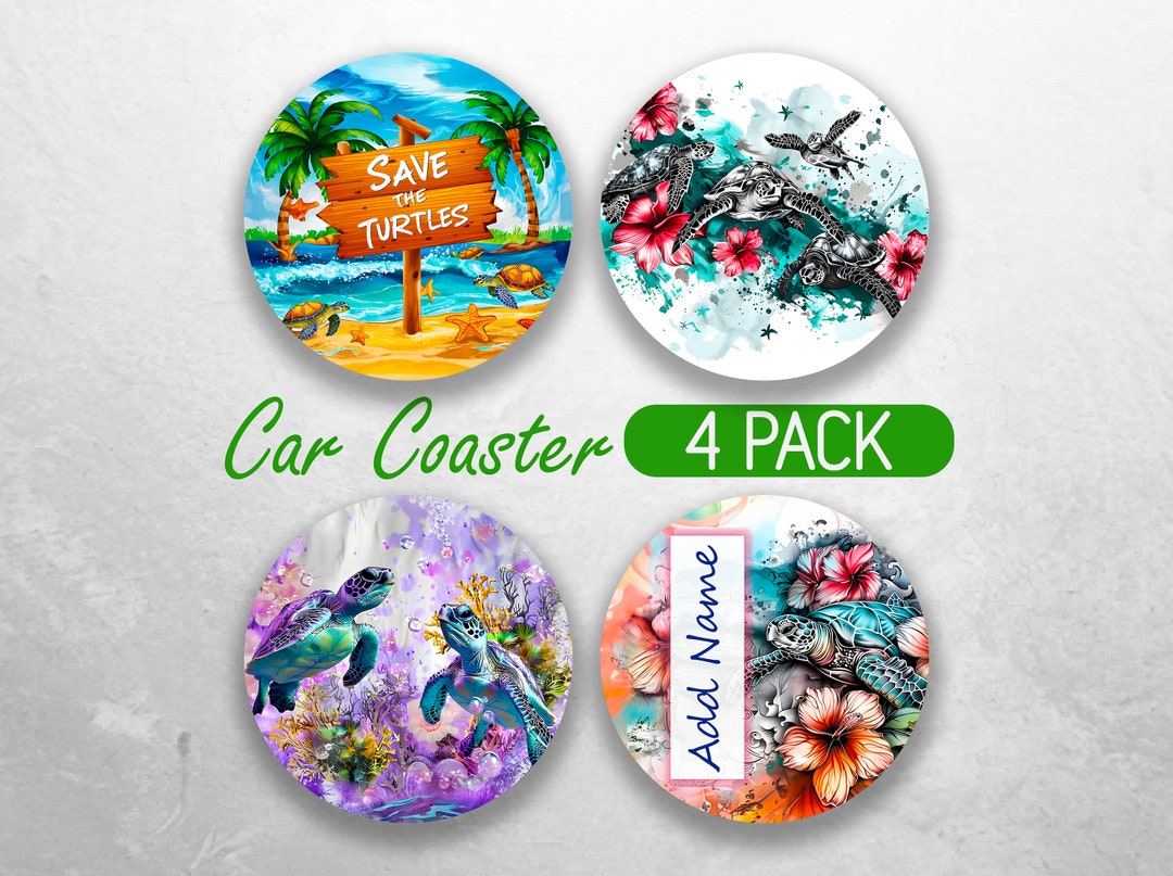 Sea Turtle Car Coaster PNG Verão Praia Carro Coaster Sublimação Designs ...