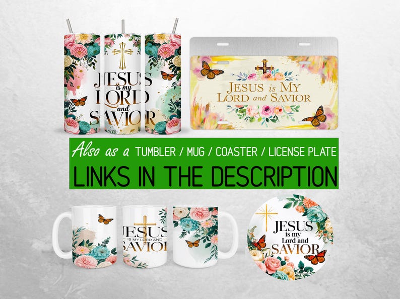 Jesus is My Lord License Plate PNG Bundle Floral Christian Cross ...