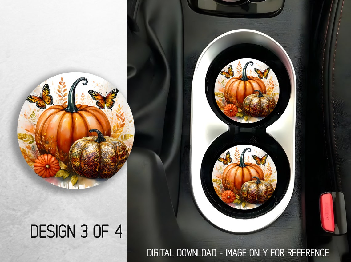 Fall Pumpkins Car Coaster PNG Bundle Pumpkin Season Coaster Png ...
