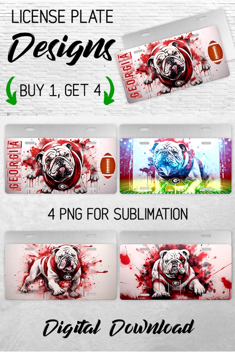 Alcohol Ink Bulldog License Plate PNG GA Georgia License Plate Design ...