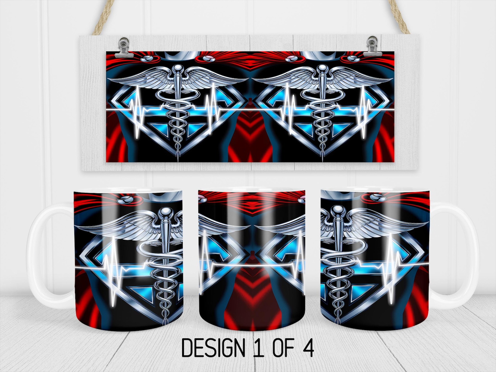 Super Hero First Responder Mug Wrap Bundle Caduceus Medical Mug PNG ...