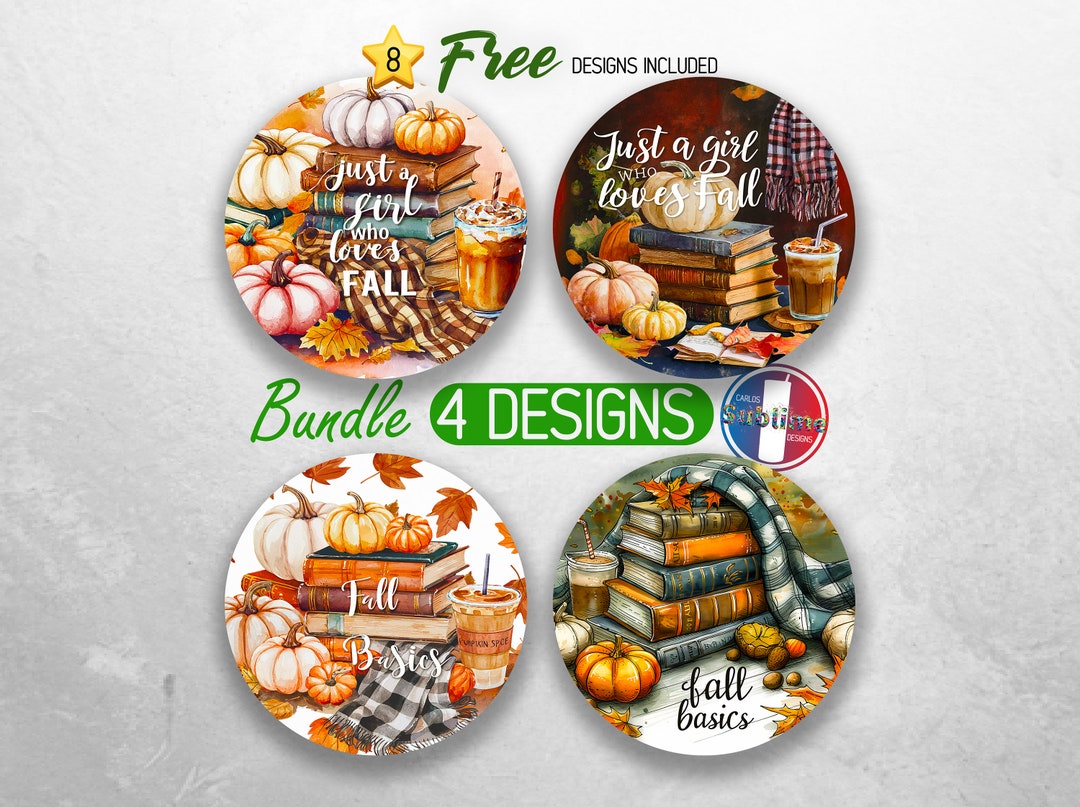 Just a Girl Who Loves Fall Car Coaster PNG Bundle Pumpkin Autumn Vibes ...
