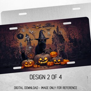 Retro Halloween License Plate PNG Spooky Black Cat License Plate Design ...