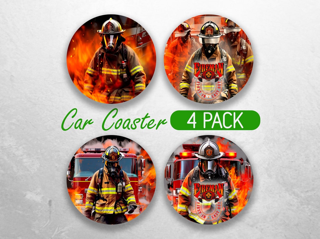 American Firefighter Car Coaster PNG USA Fireman Car Coaster ...
