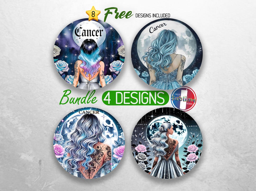 Cancer Zodiac Car Coaster PNG Bundle Celestial Coaster Png Sublimation ...