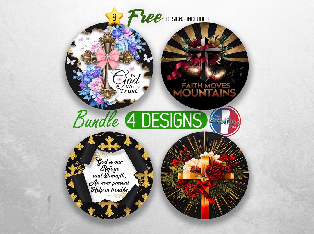 Christian Jesus Car Coaster PNG Bundle Religious Faith Car Coaster ...