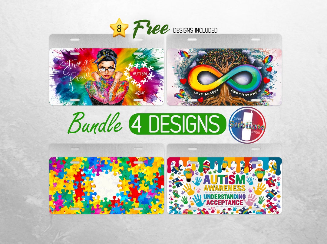 Autism Mom License Plate PNG Autism Awareness License Plate Design ...